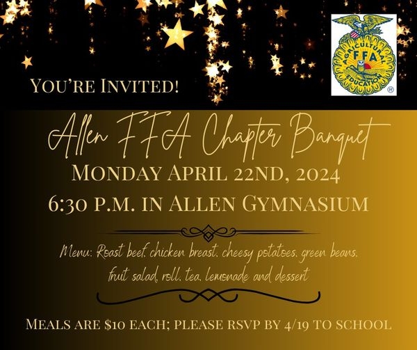 Allen Consolidated Schools - 2024 FFA Banquet: Monday April 22nd